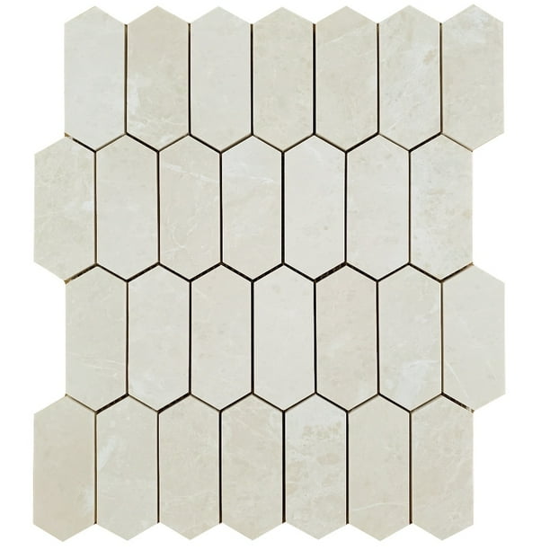 Mini Picket Crema Nouva Honed Marble Mosaic Tile - Walmart.com