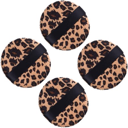 Round Makeup Powder Foundation Puffs: Leopard Printed Cosmetic Loose ...