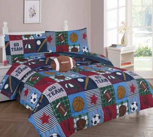 Kids girls boys comforter set bed in bag rugby sport printed easy wash ...