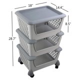 Drevy Gray Plastic Kitchen Stackable Storage Basket, 3-Tier Stacking ...