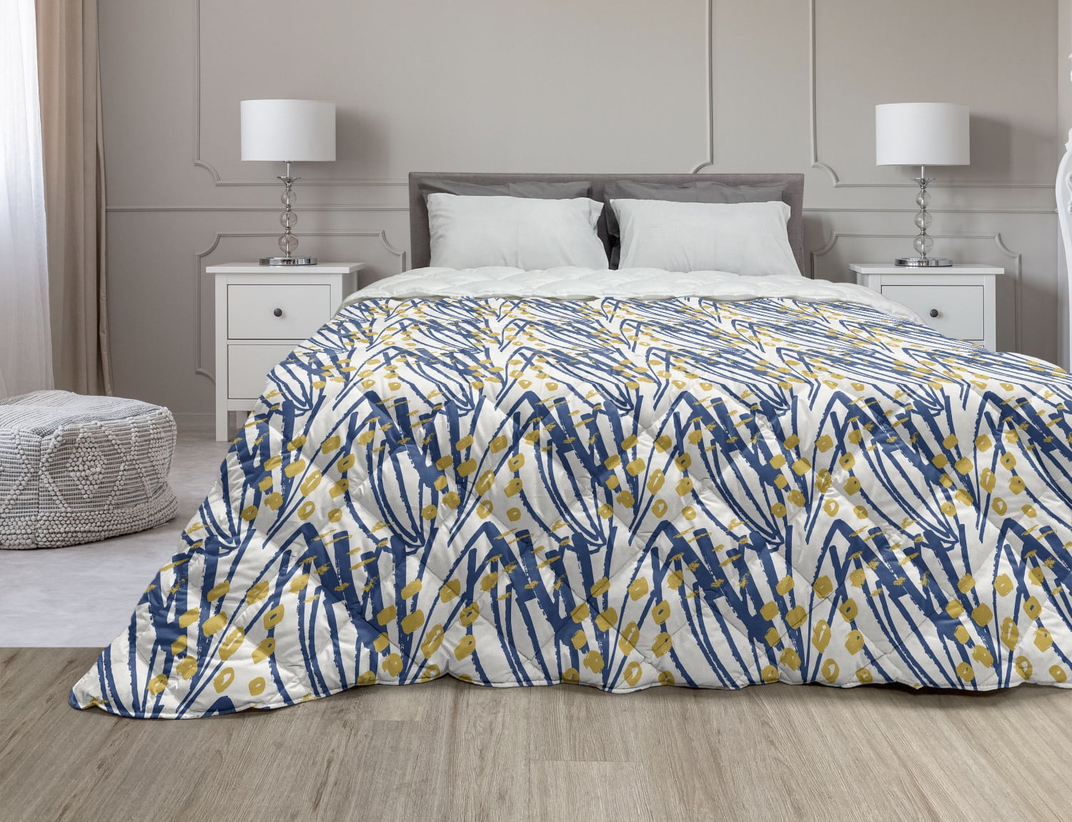 Garden Down Alternative Comforter, Weathered Illustration of Autumnal ...