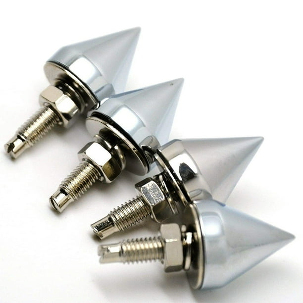United Pacific 10878 Chrome Spike License Plate Fastener Screw Caps for ...