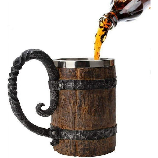 Handmade Rustic Wooden Beer Mug Tankard Natural Wood Stein Antique ...