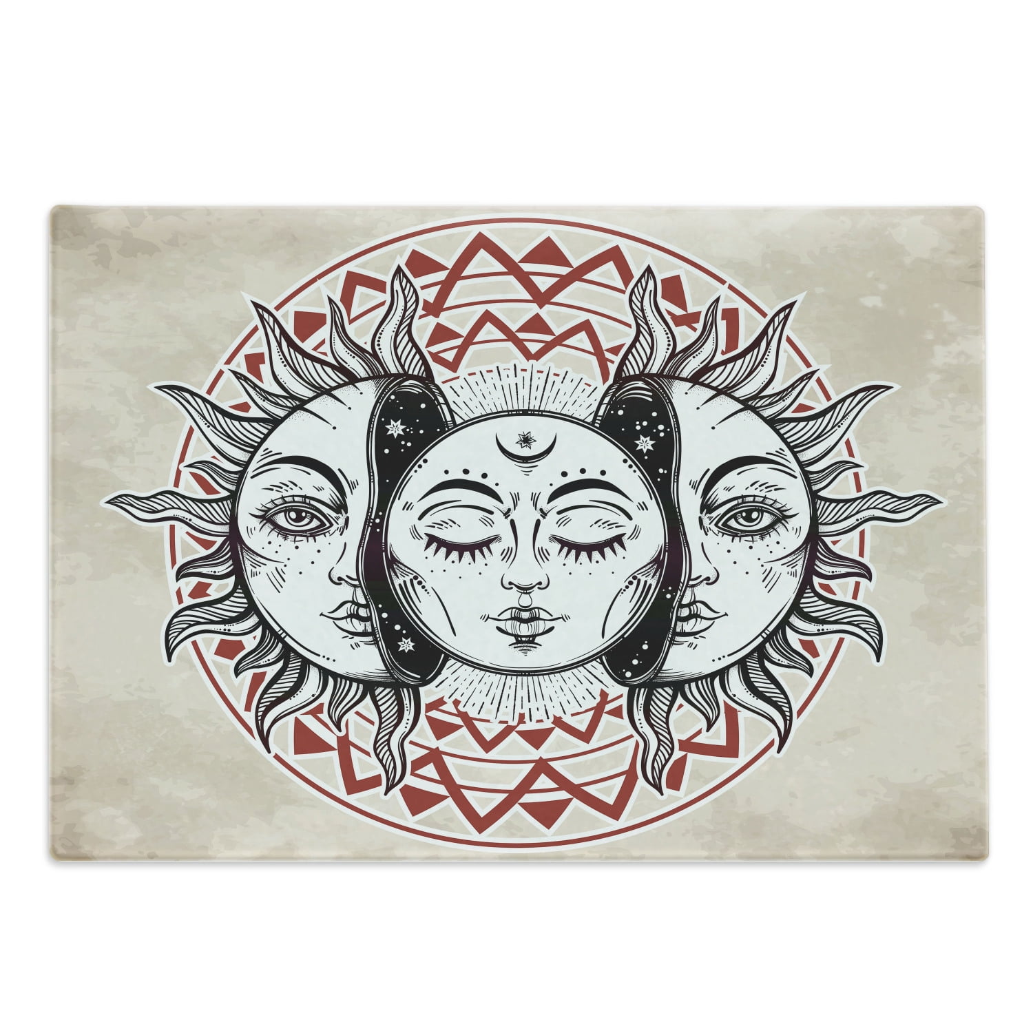 Moon Cutting Board, Oriental Elements with Abstract Style Heavenly ...