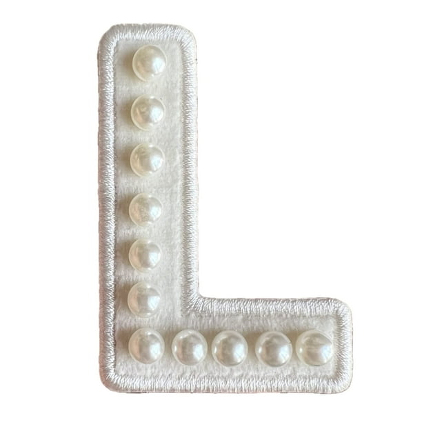 ZOOX Ivory Pearl White Letter Varsity Initial Patches, 3M Adhesive Sticker Iron On, 225inch ...