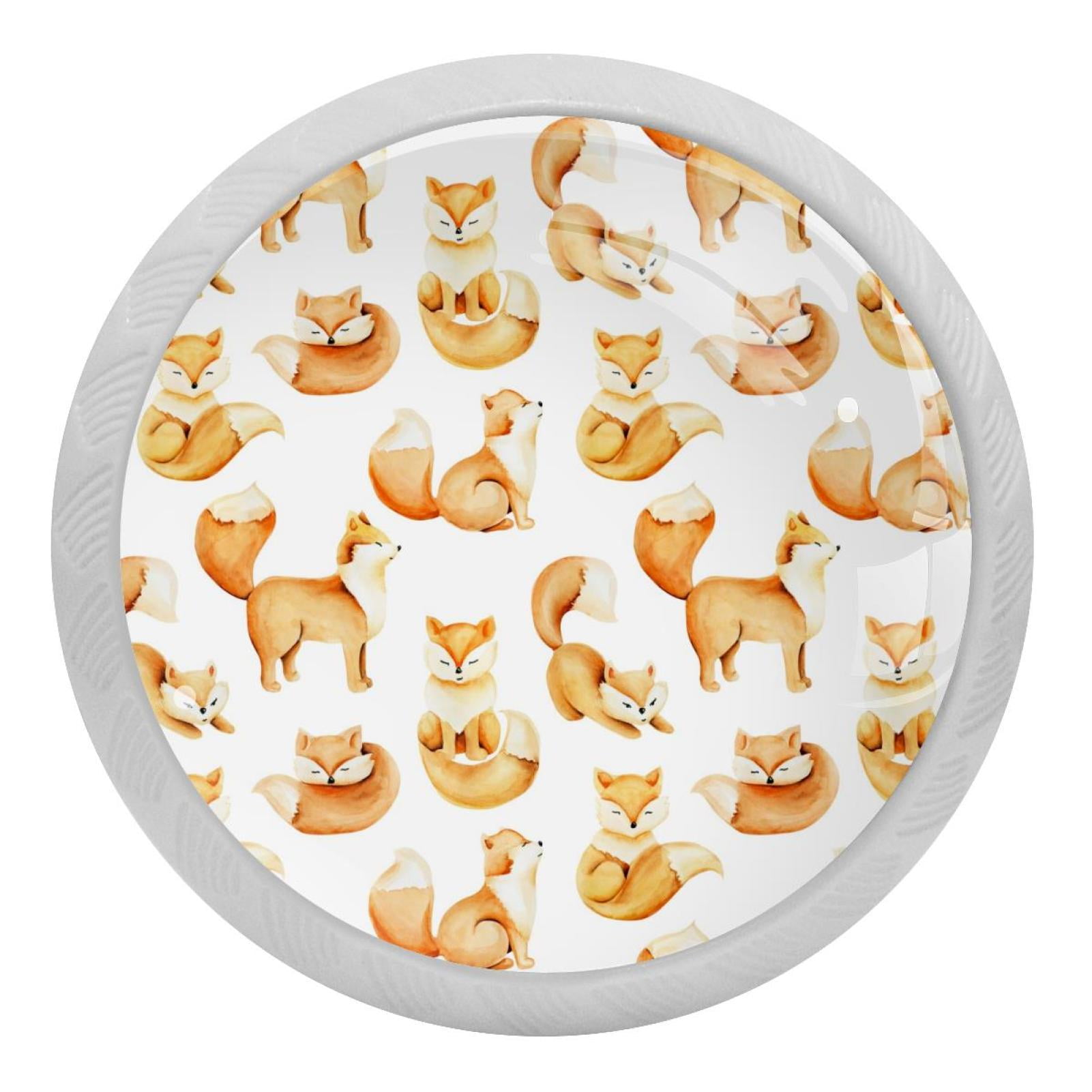4PCS Round Fox Cabinet Fluorescence Knob Glowing in the Dark Furniture ...