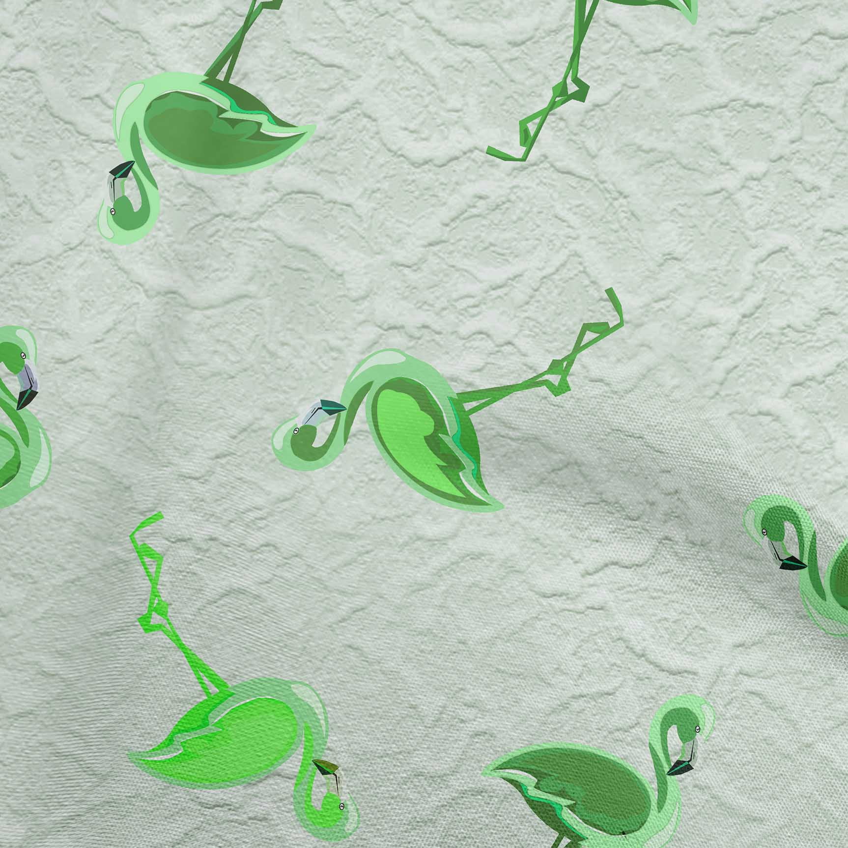 oneOone Cotton Flex Sea Green Fabric Tropical Bird-Flamingo With ...