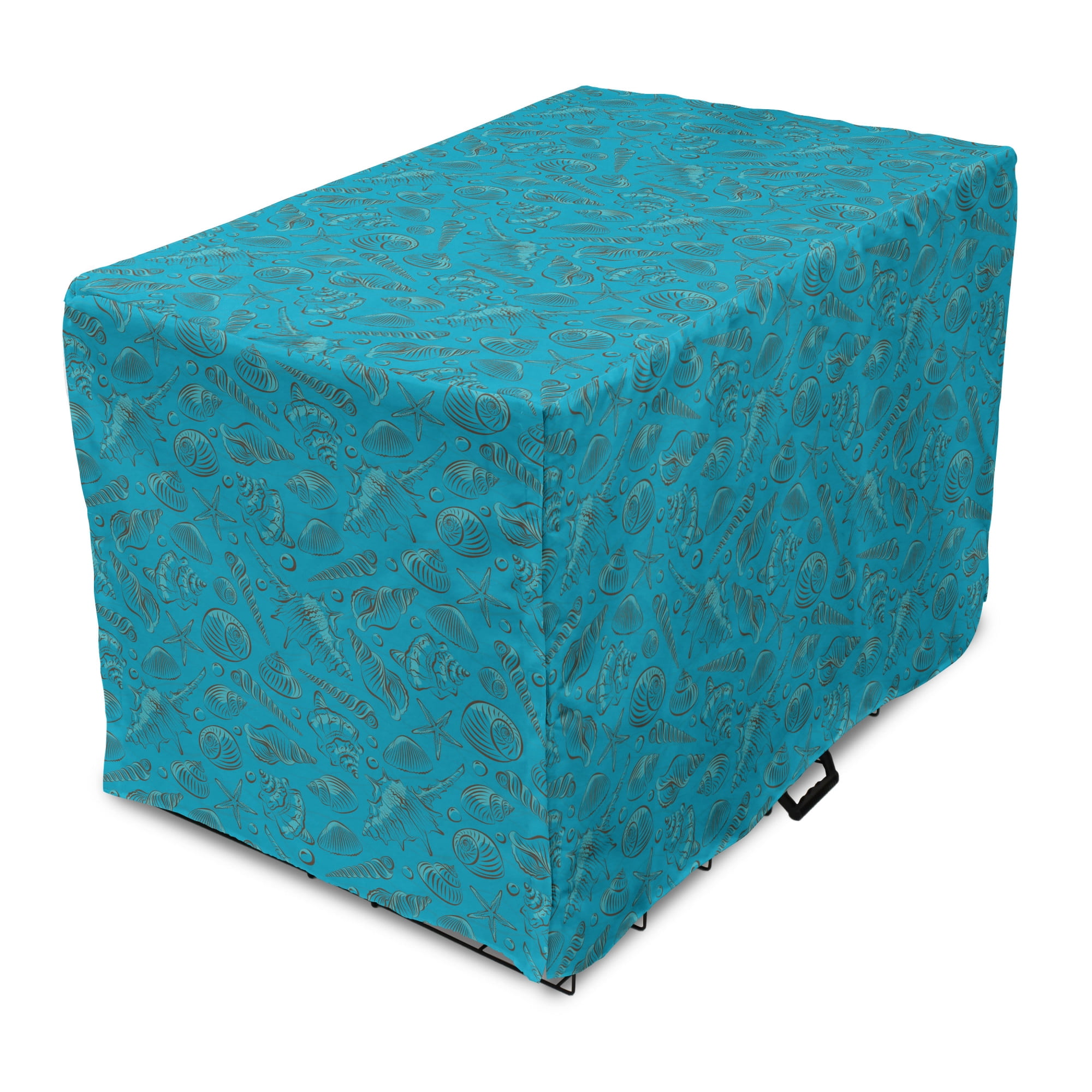 Scallop Dog Crate Cover, Continuous Underwater Creatures Pattern Shells ...