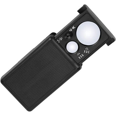 Pocket Magnifying Glass 30X 60X LED Lighted Magnifier Slide Out ...