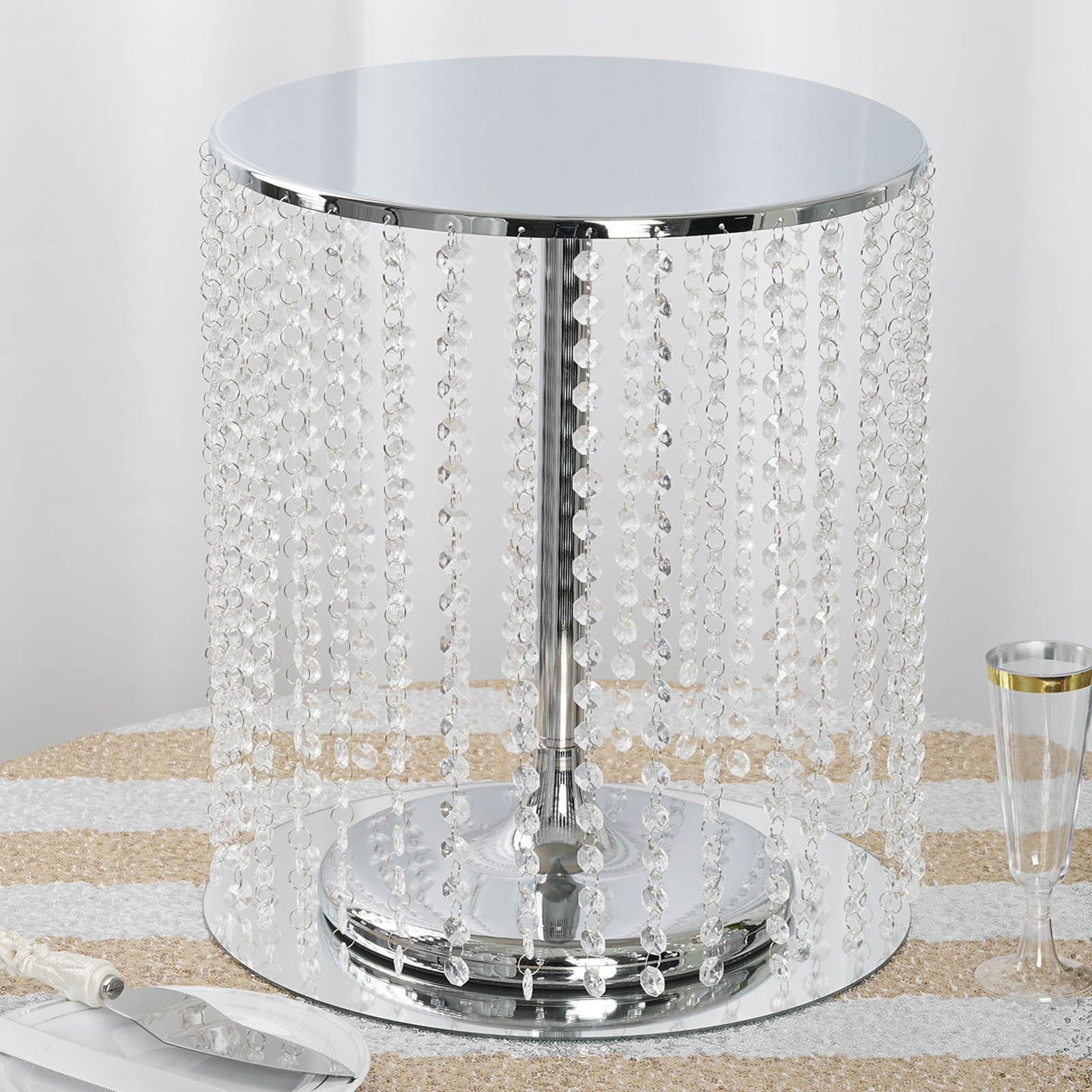 Efavormart 14" Dia | Silver Round Metal Wedding Cake Stand Crystal Cake ...