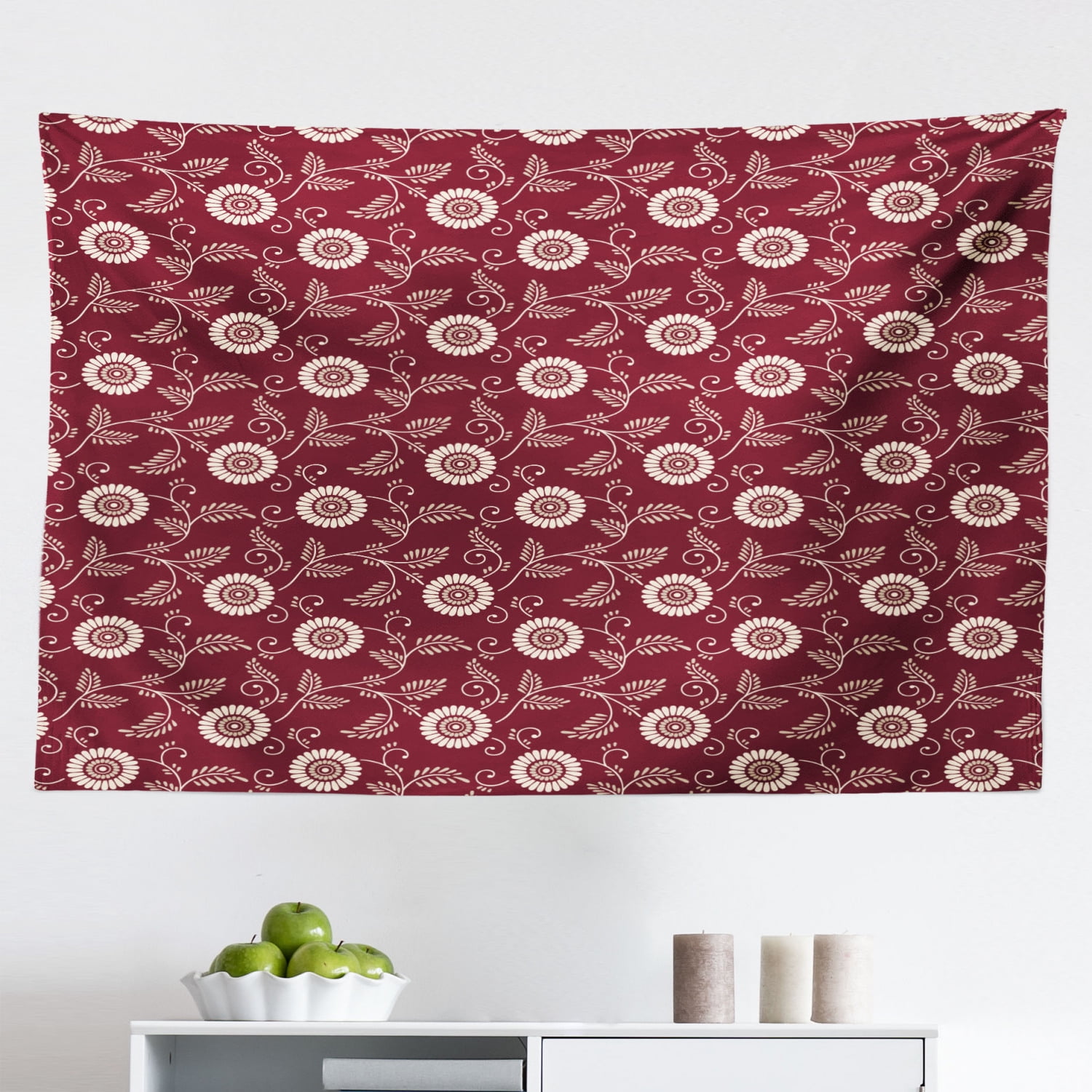 Abstract Tapestry, Repeating Modern Simplistic Floral Motifs on Muted ...