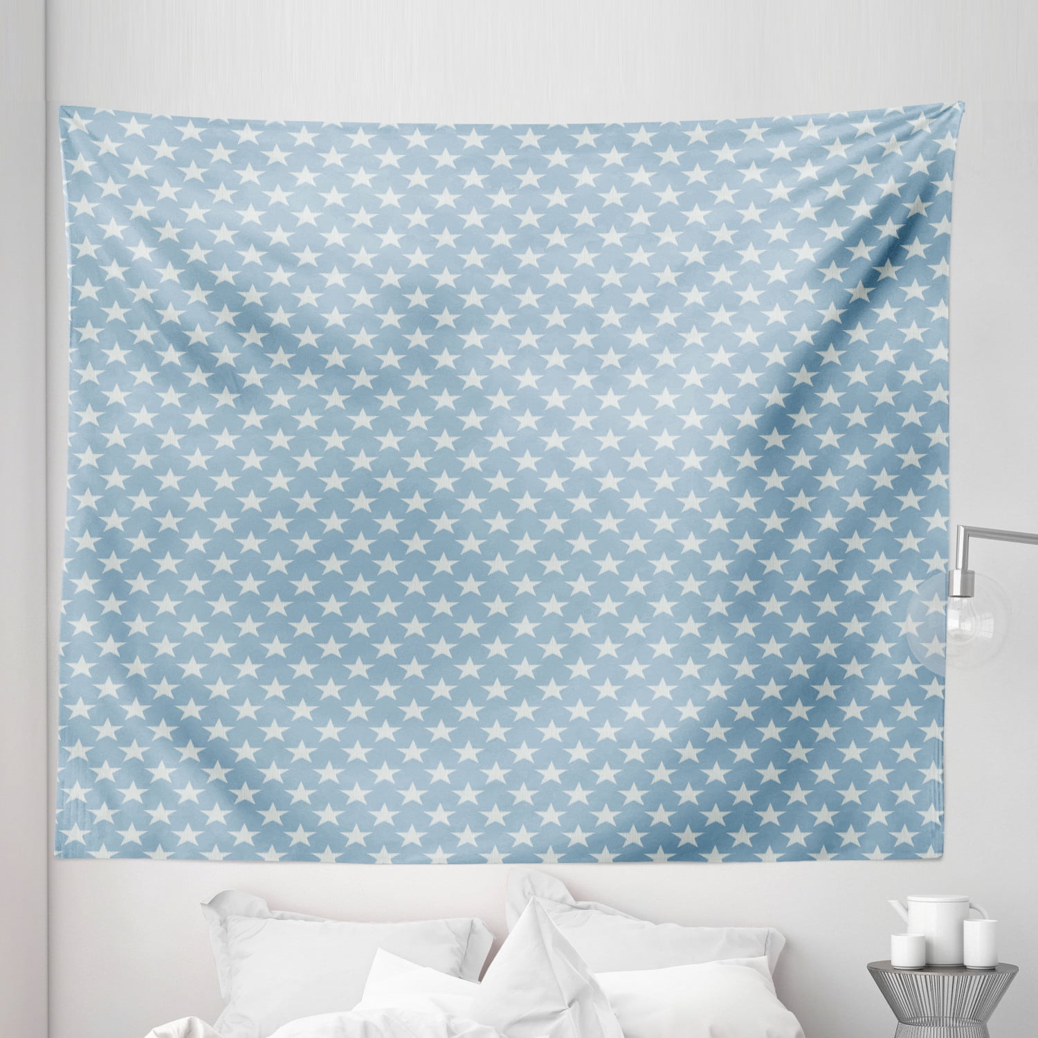 Muted Colors Tapestry, Repetitive Striped Star Ornamental Effect ...