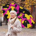 Pink Yellow Cow Pattern Umbrella Folding Sun Umbrella Travel Auto Open ...