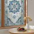 Abstract Boho Window Privacy Film Vintage Blue Beige Botanical Texture ...