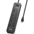 Surge Protector (2390J), 12 Outlets with 2 USB Ports, 6 ft Extention ...