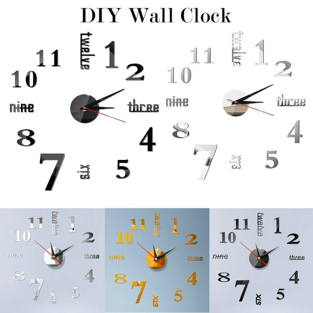 PENGXIANG Frameless DIY Wall Acrylic Clock,Modern 3D Mirror Wall Clock ...