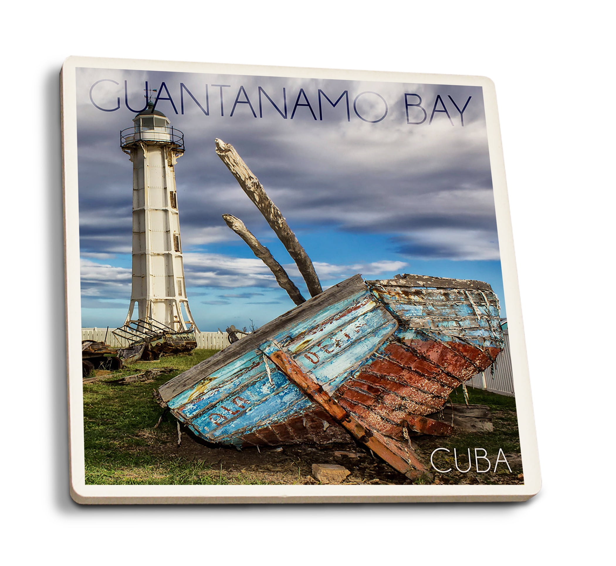 Guantanamo Bay, Cuba, Lighthouse and Broken Ship (Absorbent Ceramic ...