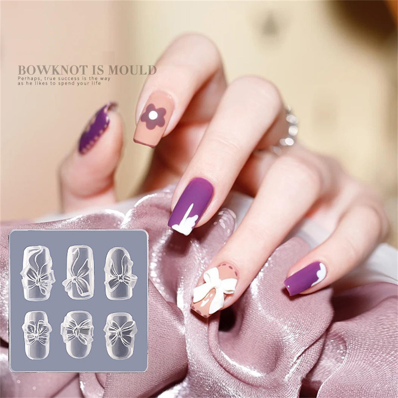 ERTUTUYI 3D Nail Decal Mould, 3D Silicone UV Nail Art Template Pattern ...