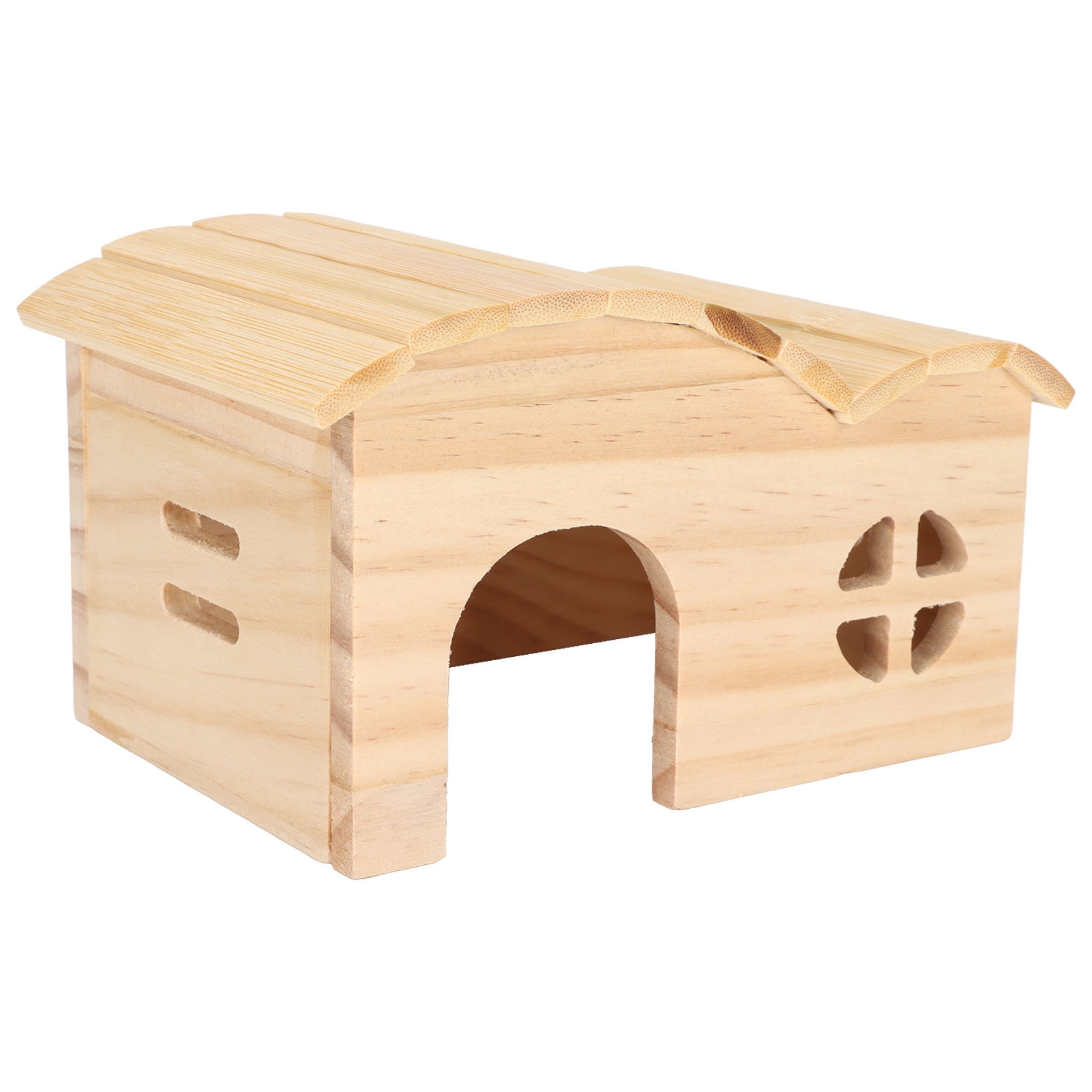 Hamster Wooden House Bite Resistant Bottomless Hamster Bamboo Log Cabin ...