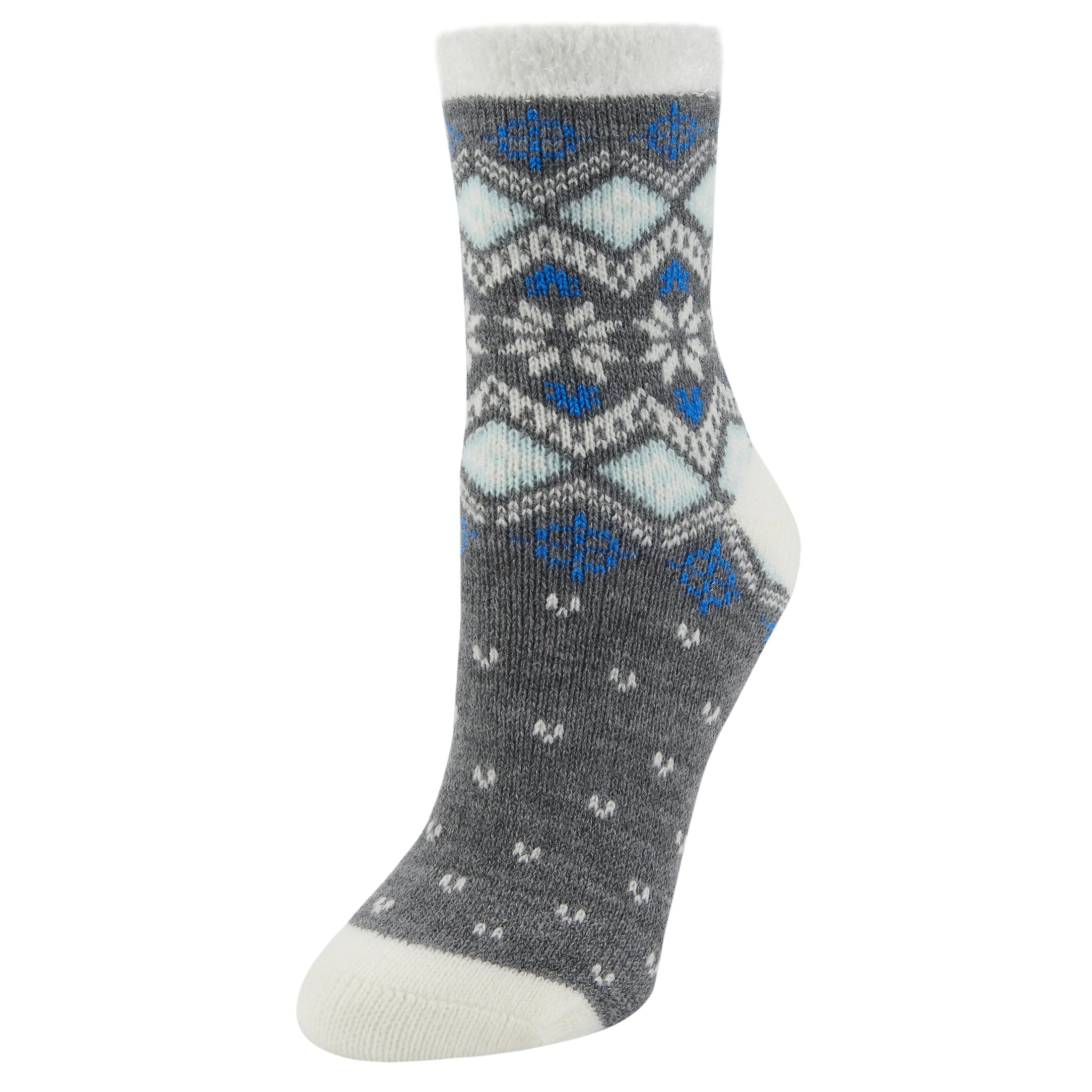 Airplus Dual Layer Crew Sock Nordic Snowflake White and Blue Women's ...