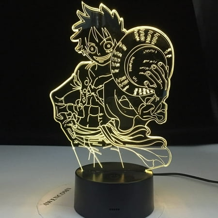 Anime Monkey D.Luffy Figure Lamp 3D Optical Illusion Lamp Anime Table ...