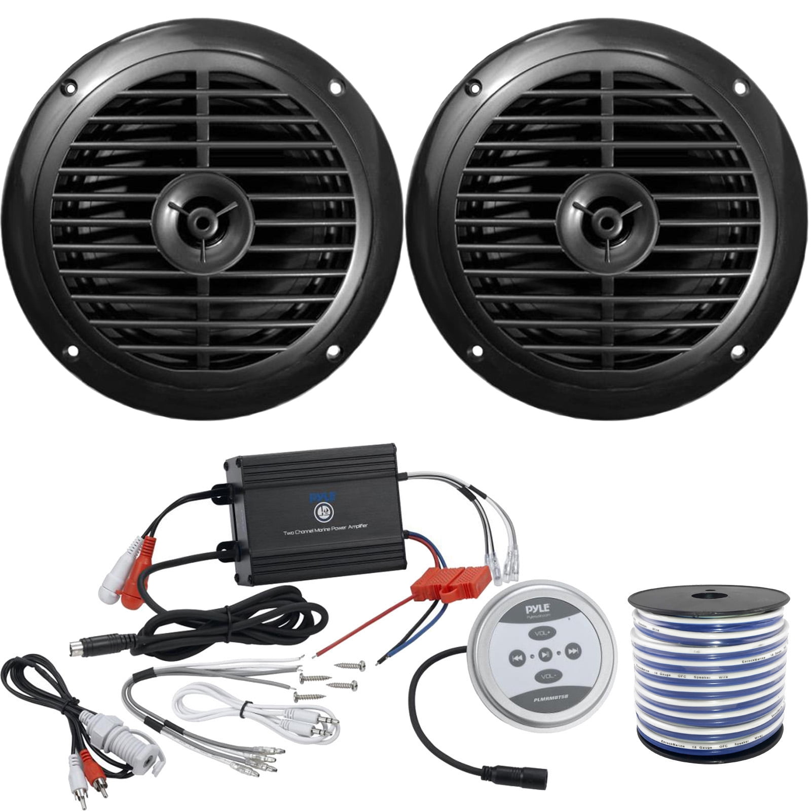 2 x Pyle 6.5'' Dual Cone 120W Full Range Black Stereo Speakers, Pyle ...