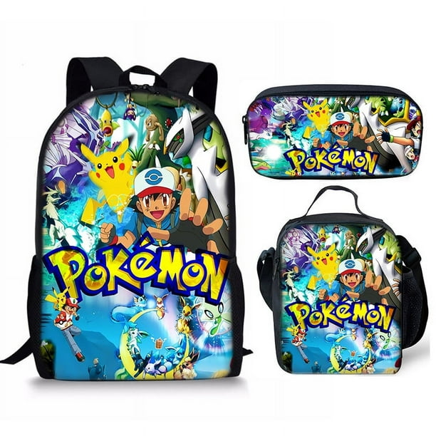 Pokemon Student Schoolbag Cartoon Anime Three-Piece Children'S Backpack ...