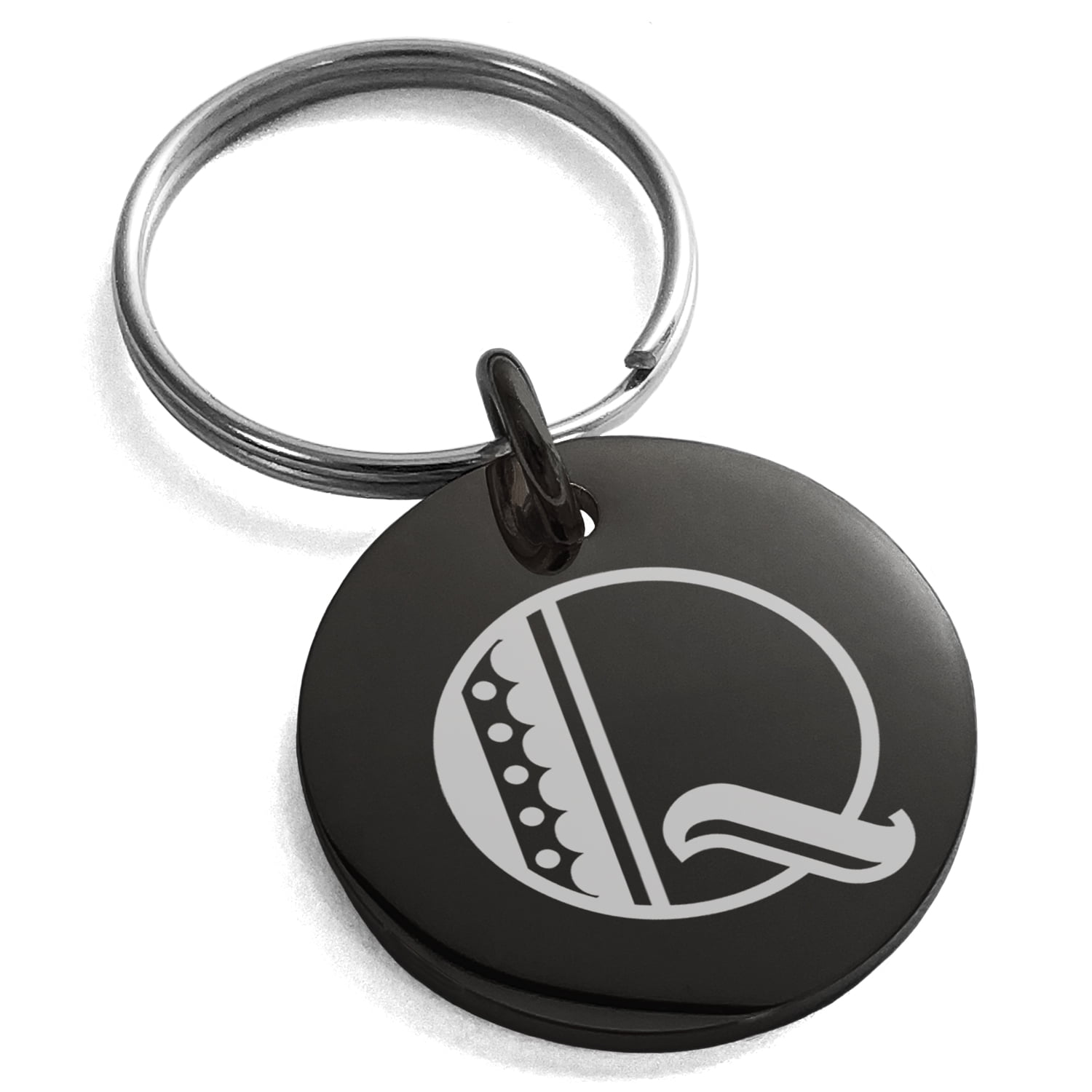 Stainless Steel Letter Q Initial Metro Retro Monogram Engraved Small ...