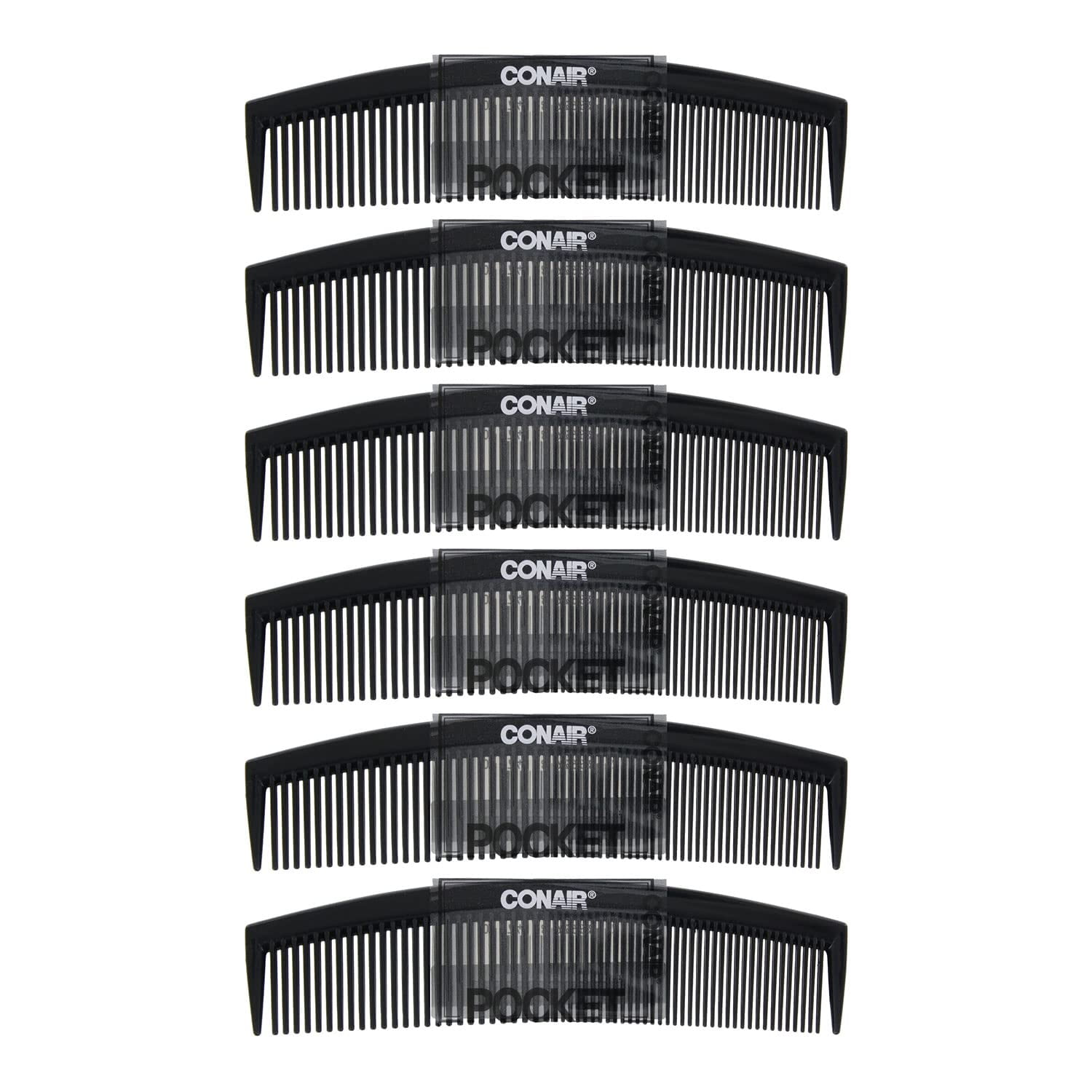 Conair Single 5-Inch Pocket Fine Tooth Men's Hair Comb, Black, Great ...