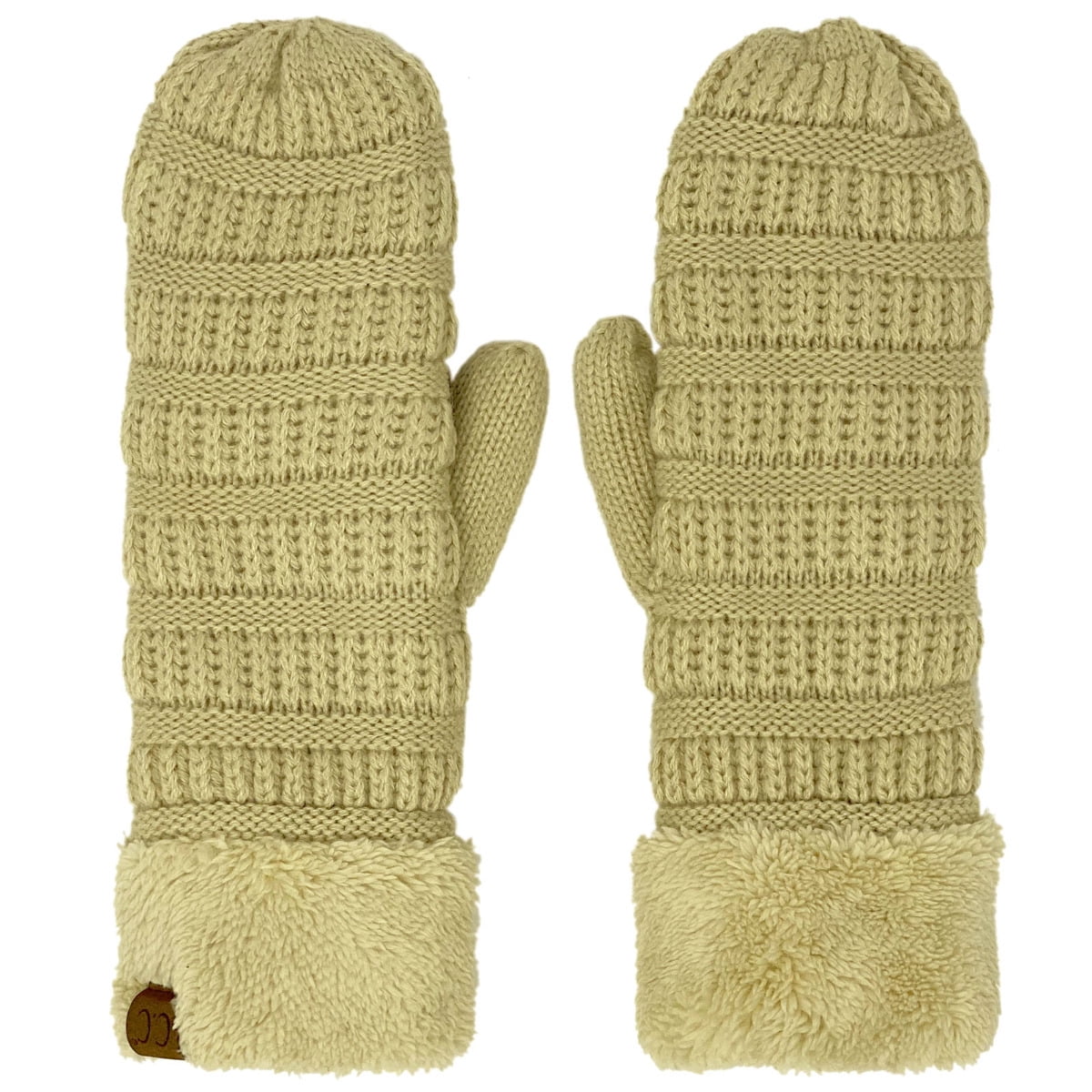 CC Super Thick Fuzzy Fleeced Lined Warm Winter Knitted Mittens Gloves ...