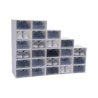 Clear Plastic Shoe Boxes Stackable Floding DIY Shoe Drawers Storage ...