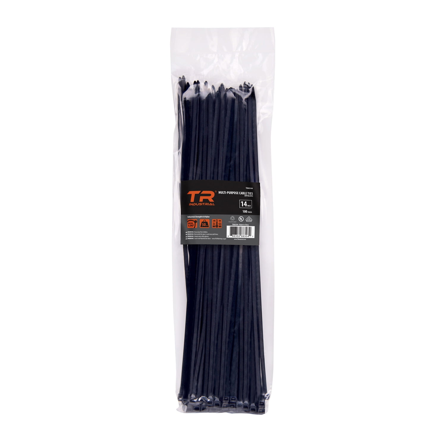 TR Industrial 88304 Multi Purpose Cable Ties 100pk 14 Black tr-industrial-88304-multi-purpose-cable-ties-100pk-14-black