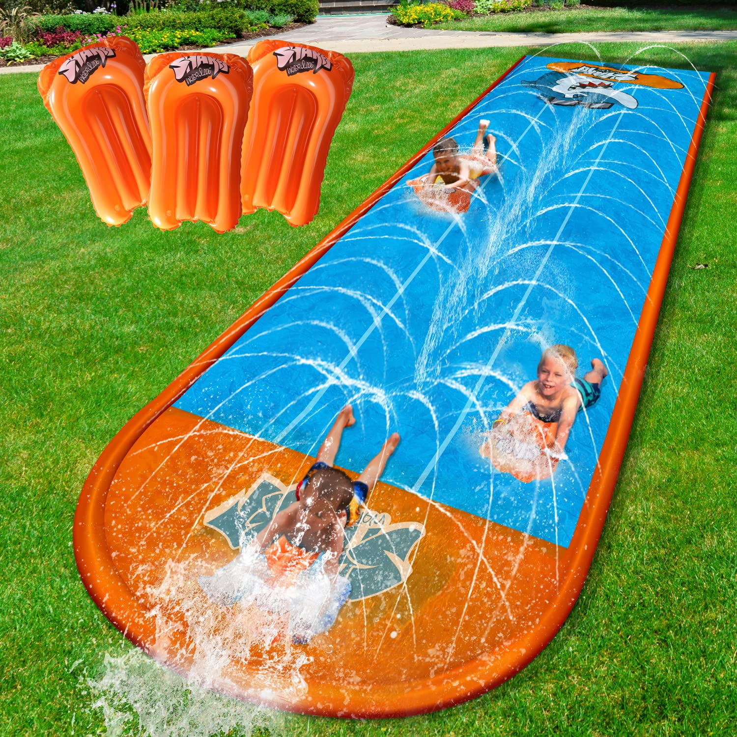 Click here for Dial Slip Water Slide  17ftx3 Lane Slip Water Slid... prices