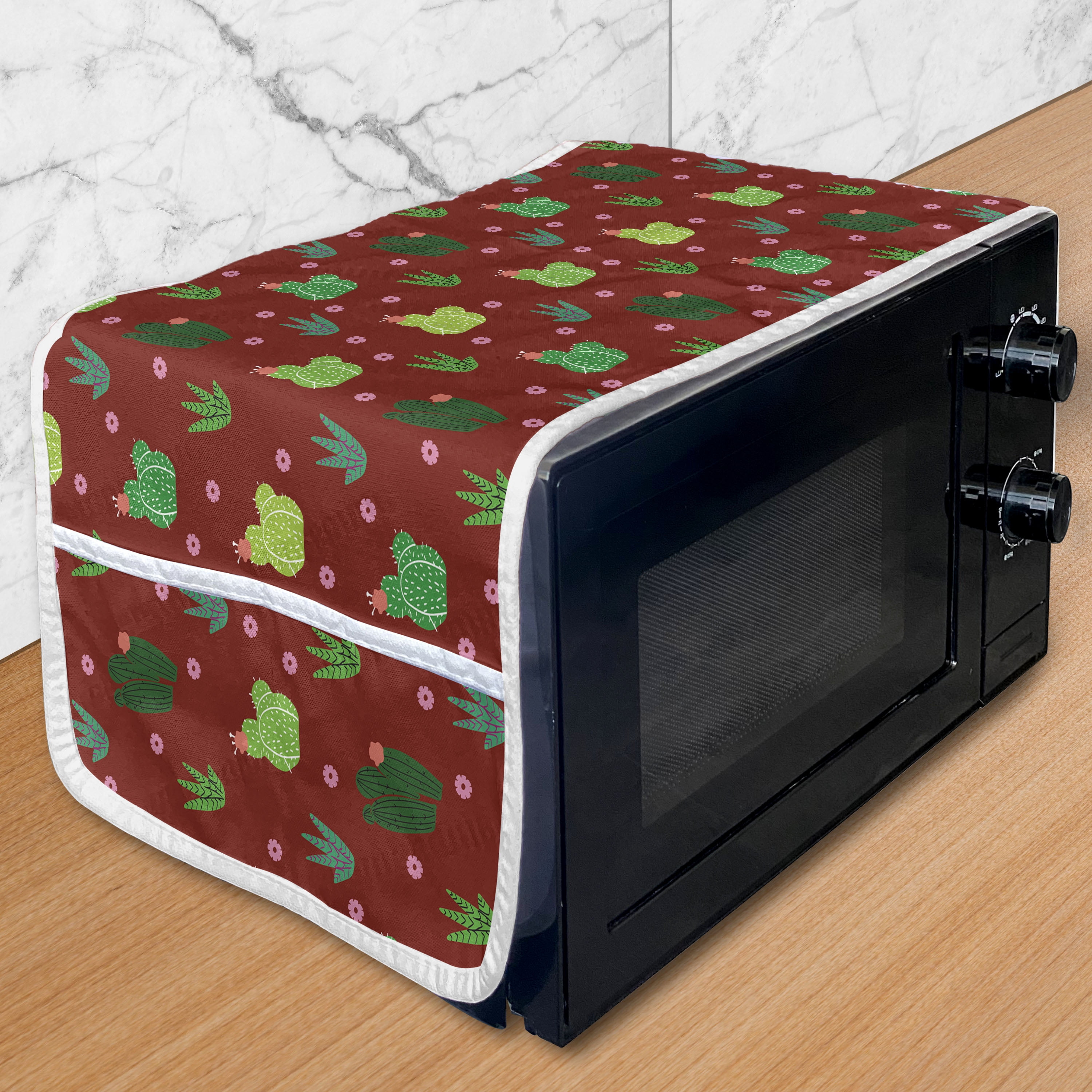 Cactus Spring Flower Microwave Oven Cover, Cartoon Style Resembling ...