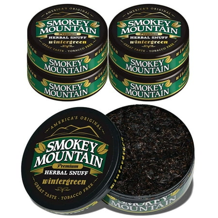 Smokey Mountain Wintergreen Snuff, 5 Cans, no Tobacco and no Nicotine ...