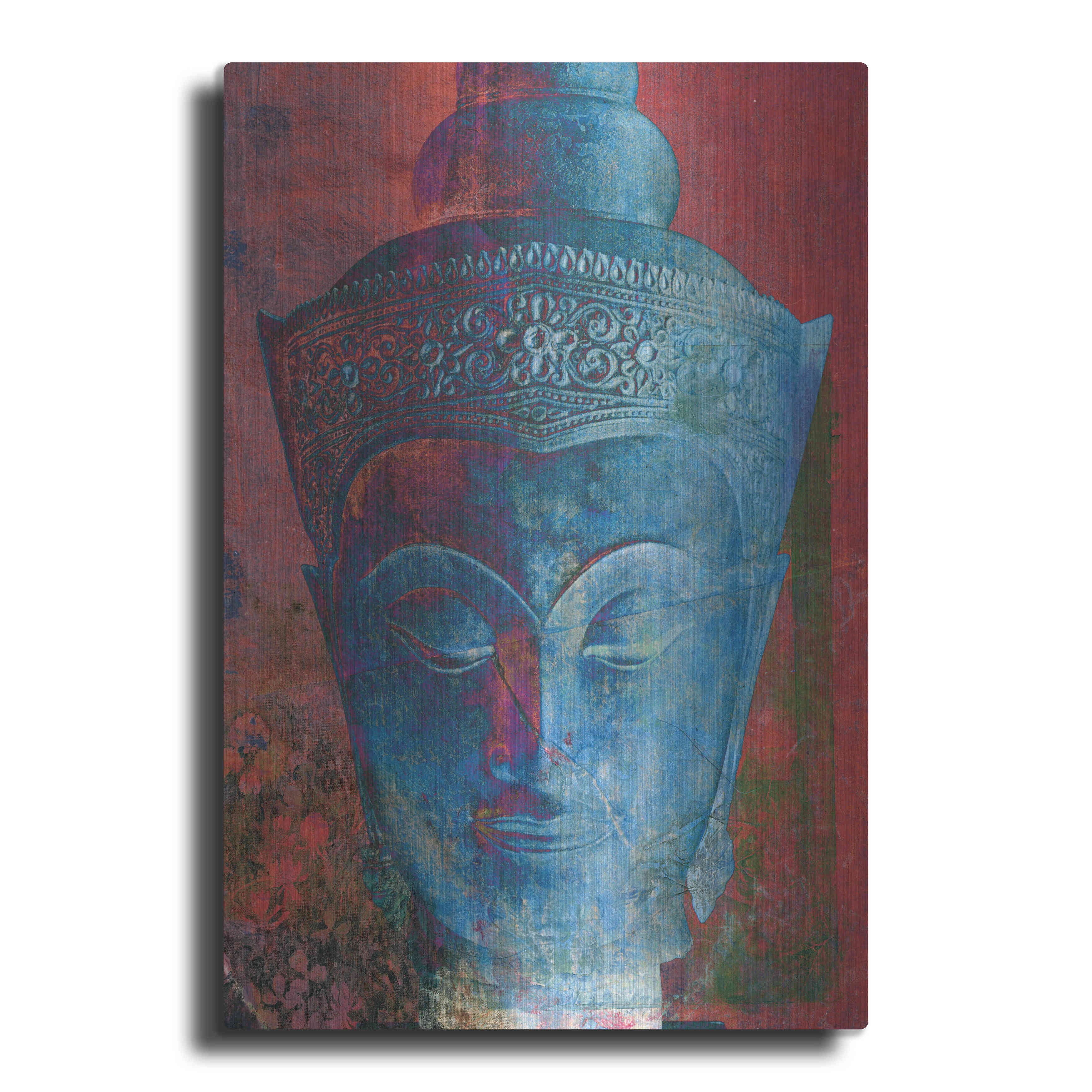 Luxe Metal Art 'Blue Buddha Head' by Elena Ray, Metal Wall Art, 24"x36 ...