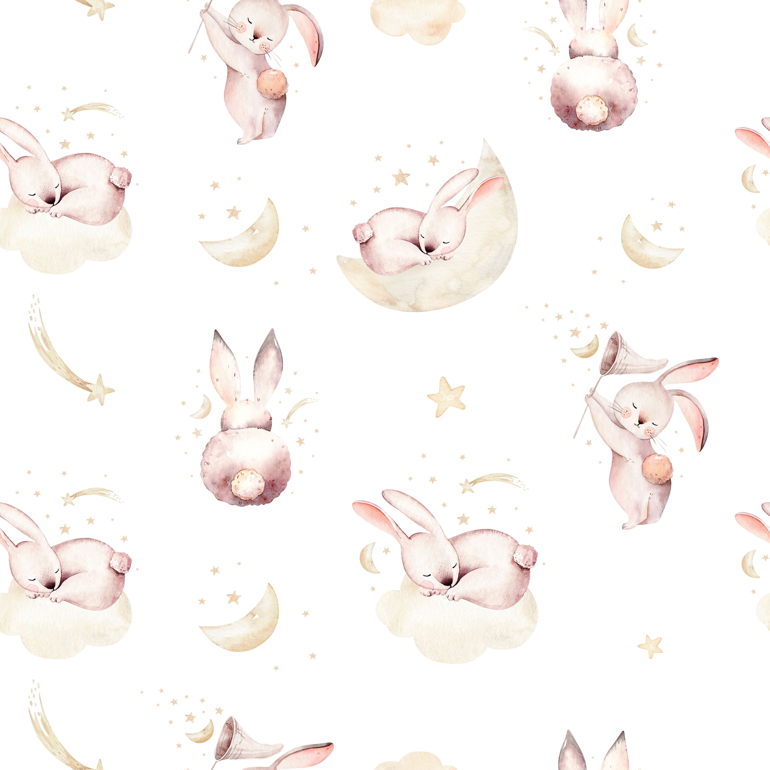 MuralsPrint Nursery Happy Bunny Removable Wallpaper - 24'' inch x 10'ft ...