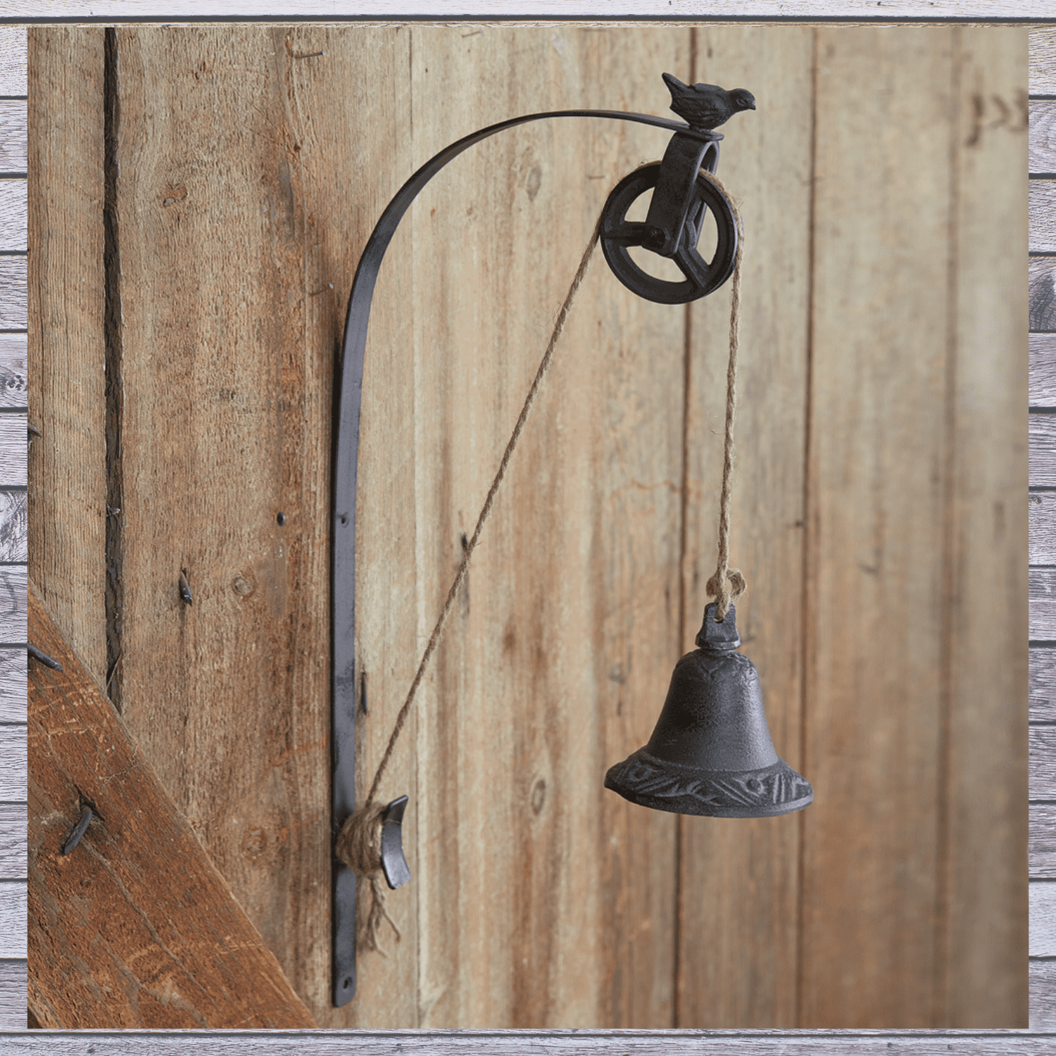 Rustic Bell Pulley and Bracket - Hanging Outdoor Bell Rustic Door Decor ...
