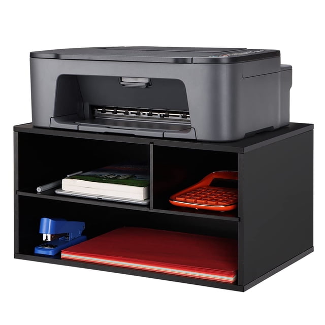 EMERIT Printer Stand Shelf with Storage Wood Desk Paper Organzier for ...