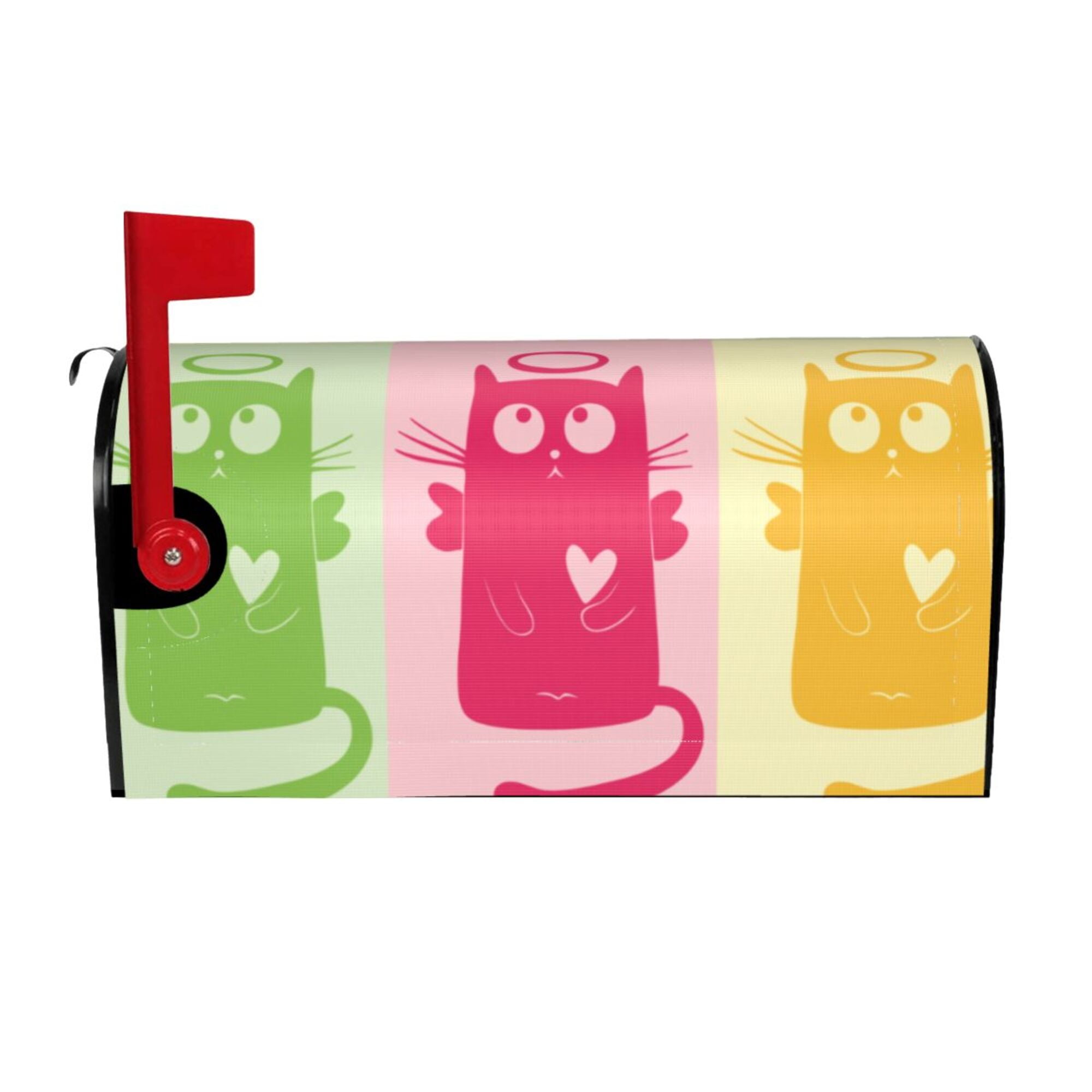 TEQUAN Funny Cartoon Cute Cat Magnetic Mailbox Cover, Mailbox Wraps ...