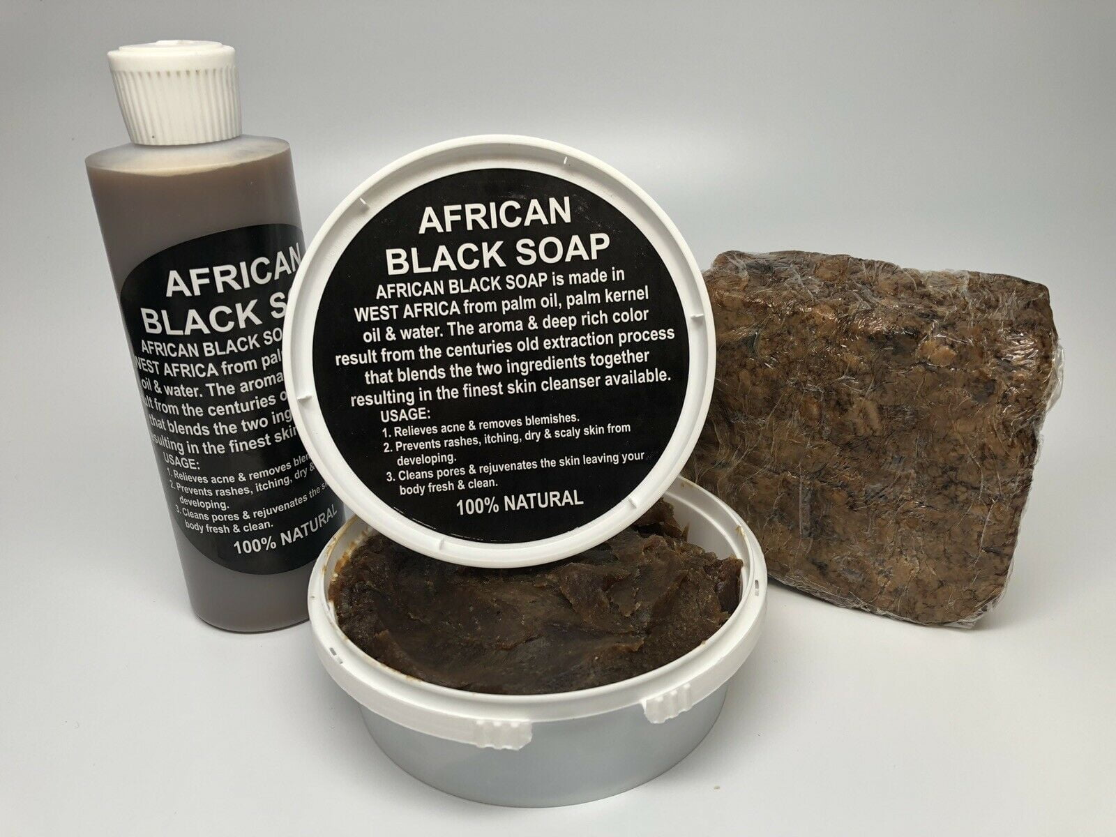 Raw African Black Soap Liquid Paste Pure Natural Organic Body Face