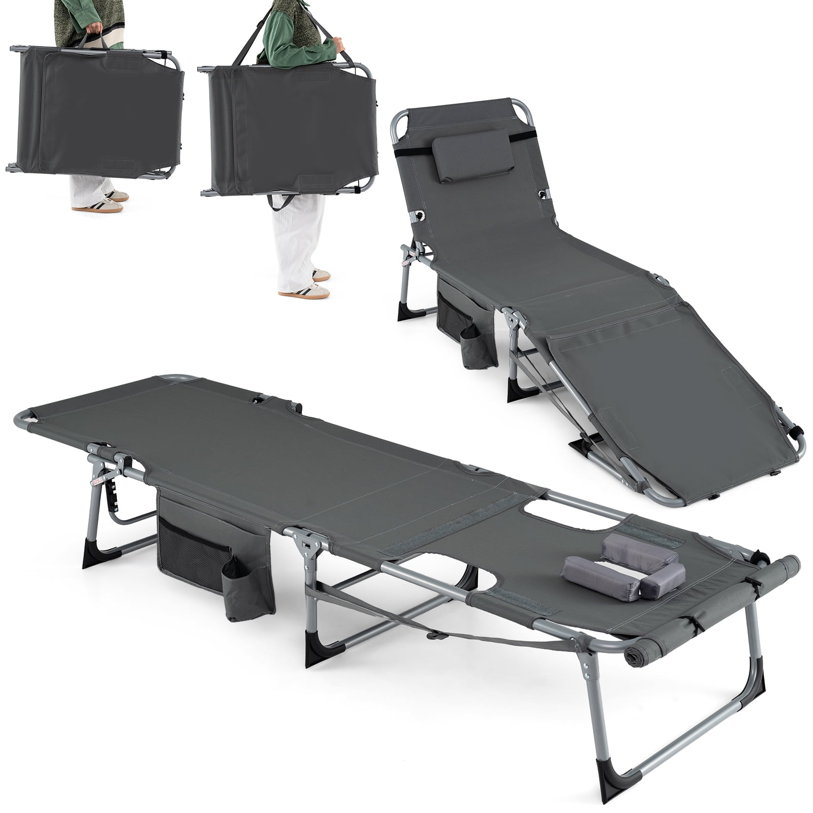 Click here for Costway Outdoor Folding Chaise 4-Position Lounge C... prices