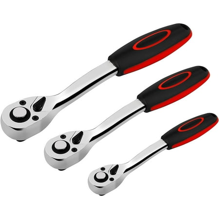 Reversible ratchet 1/4" 3/8" 1/2" 3pc ratchet rotary ratchet drive ...