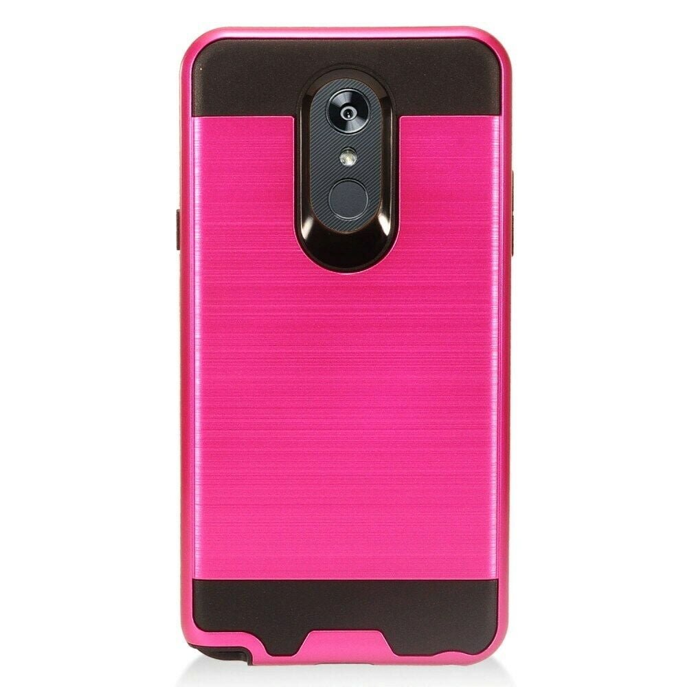 For LG Stylo 5 Brushed Metal HYBRID Rubber Case Phone Cover Accessory ...