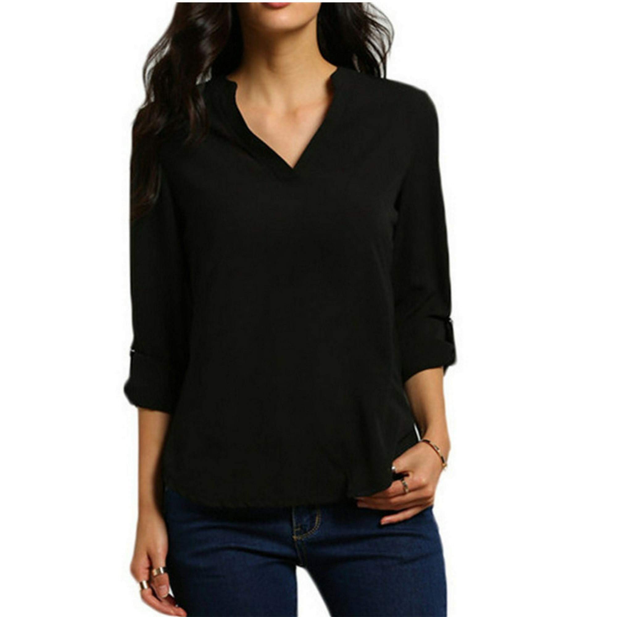 Click here for Patty Womens 3/4 Sleeve V Neck Tops Casual Tunic B... prices