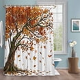 Autumn Tree Shower Curtain for Bathroom, Vintage Orange Red Fall Maple ...