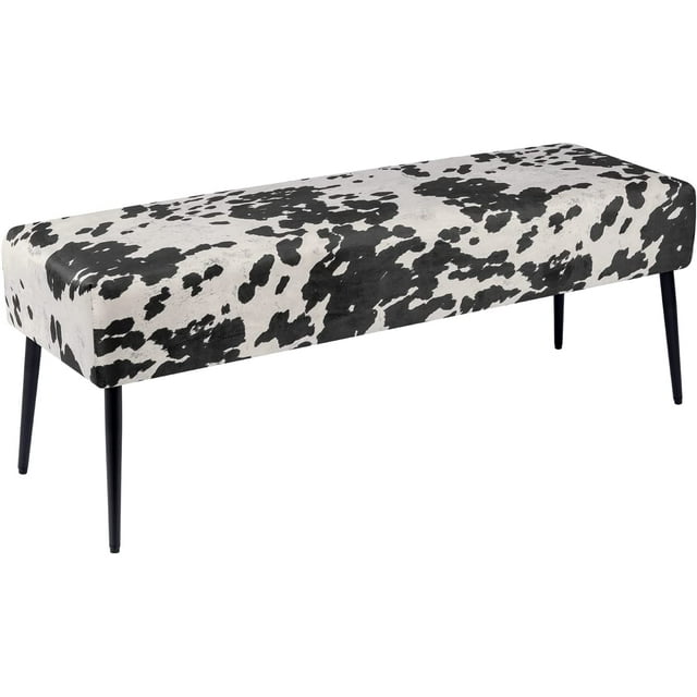 Duhome Ottoman Upholstered Bedroom Benches Cow Print End Of Bed Bench