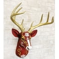 Sweet Rose Red Parade Buck Stag Deer Golden Antlers Scrollwork Wall ...