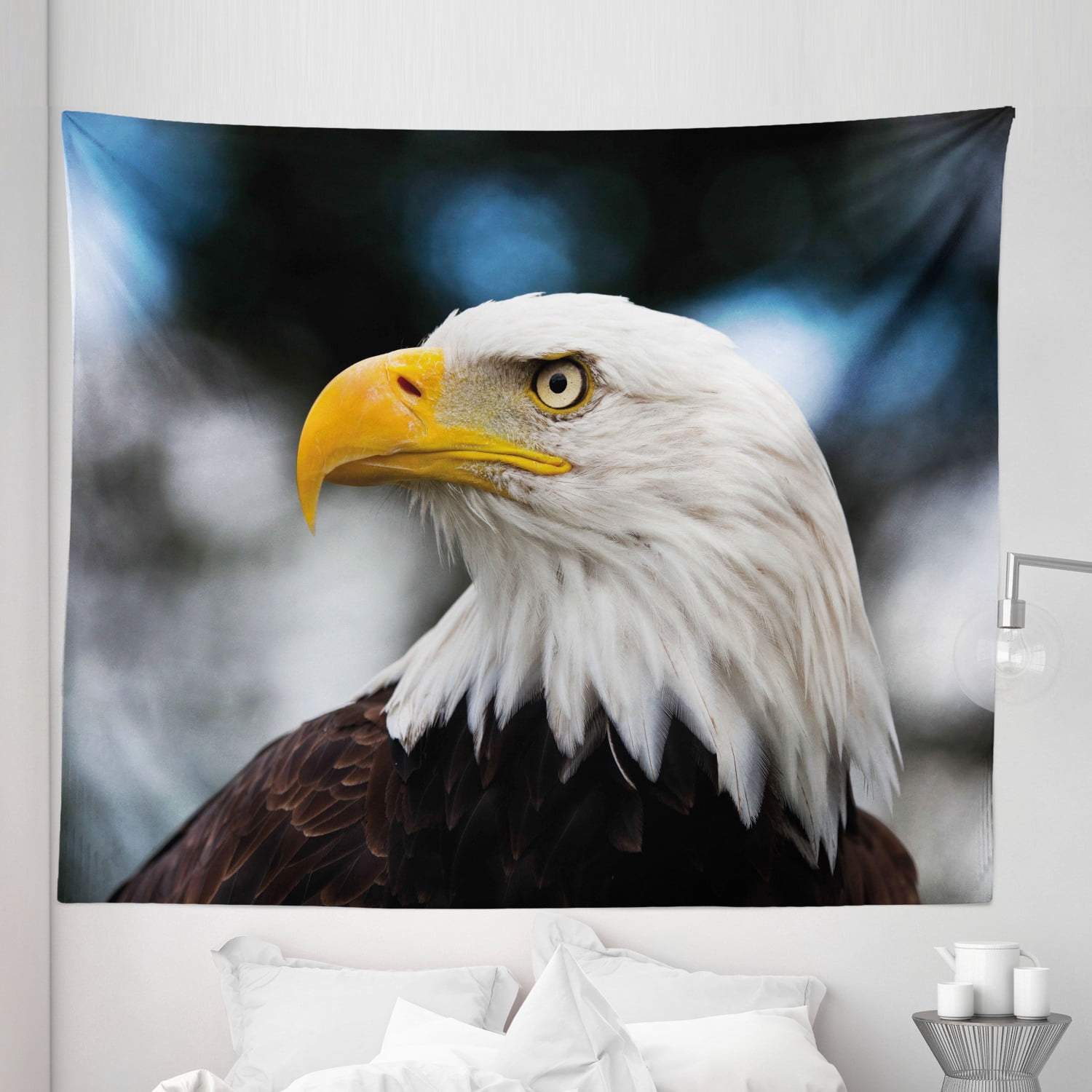 Eagle Tapestry, Photo of the Head of Freedom in America with Blurred ...