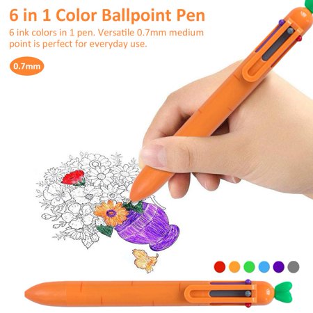 0.7mm 6-in-1 Multicolor Ballpoint Pen, 6-Color Retractable Ballpoint ...